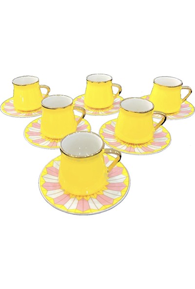 Bycomo Lüx Sarı Porselen Kahve Fincan Takımı