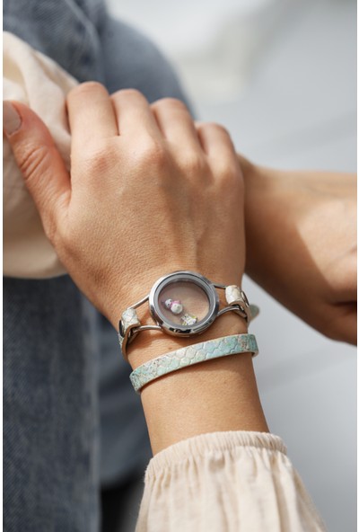 Luzdemia-Leather Luzyo Bileklik Mavi