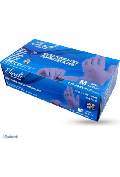 Ebruli Mavi Nitril Eldiven Medium 100 Lü Ebruli Mavi Nitril Eldiven Medium 100 Lü