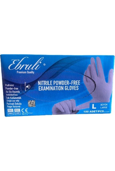 Ebruli Mavi Nitril Eldiven Large 100 Lü Ebruli Mavi Nitril Eldiven Large 100 Lü