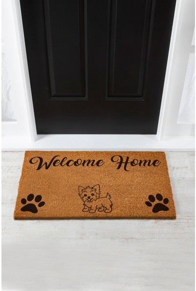 Paspas Yap Köpek Baskılı Welcome To Home Kapı Önü Paspası