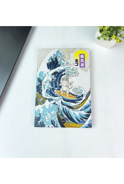 Giftmoda Dalga Kedi Tasarımlı Lastikli Defter Giftmoda Dalga Kedi Tasarımlı Lastikli Defter