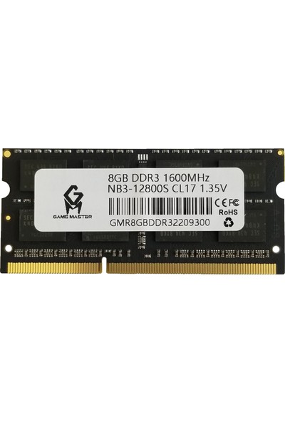 Gamemaster 8 GB 1600MHZ Ddr3 Laptop Ram GMRN8GBDDR3 Gamemaster 8 GB 1600MHZ Ddr3 Laptop Ram GMRN8GBDDR3