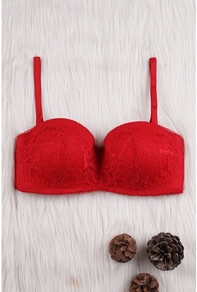 Eminna Kırmızı Desteksiz Dantelli Lotus Sütyen Eminna Kırmızı Desteksiz Dantelli Lotus Sütyen