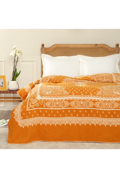 Karaca Home Evelina Hardal Çift Kişilik Pamuk Battaniye