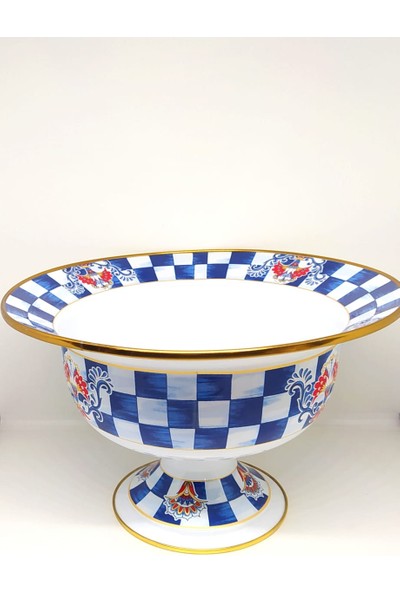 Apaydın Lacivert Dama Emaye Büyük Boy Ayaklı Meyvelik Apaydın Lacivert Dama Emaye Büyük Boy Ayaklı Meyvelik