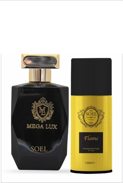 Soel Parfüm Mega Lux Nich Parfüm 110ML Edp Unisex +Flame Erkek Deodorant 150ML Avantaj Seti Soel Parfüm Soel Parfüm Mega Lux Nich Parfüm 110ML Edp Unisex +Flame Erkek Deodorant 150ML Avantaj Seti Soel Parfüm