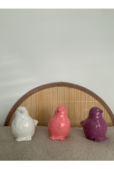 Üçlü Plastik Dekoratif Kuş Figürlü Ev Süsü