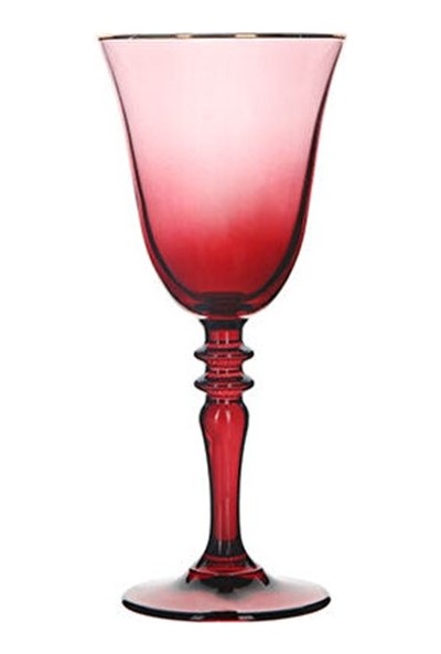 Porland Bordo Altın Yaldızlı Ayaklı Su Bardağı 270 cc