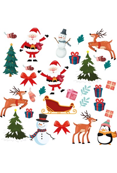 Obibaskı Yılbaşına Özel Sticker Seti Noel Süsleri Duvar Cam Sticker 30 Parça Obibaskı Yılbaşına Özel Sticker Seti Noel Süsleri Duvar Cam Sticker 30 Parça