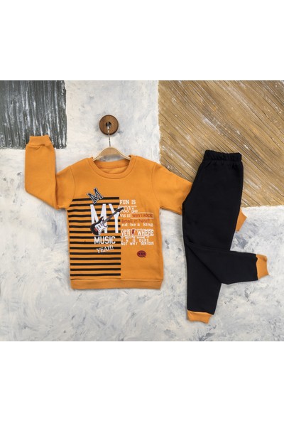 Saymoystar Kids Erkek Çocuk Bisiklet Yaka Gitar Baskılı 3 Ip Eşofman Takımı Saymoystar Kids Erkek Çocuk Bisiklet Yaka Gitar Baskılı 3 Ip Eşofman Takımı