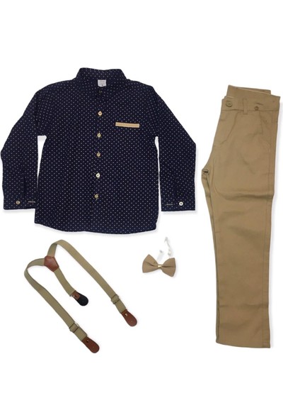 Terry Erkek Çocuk Renkli Gömlekli Takım Lacivert