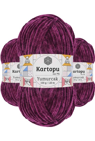 Kartopu 3 Adet Yumurcak Kadife El Örgü Ipi Mürdüm K726 Kartopu 3 Adet Yumurcak Kadife El Örgü Ipi Mürdüm K726