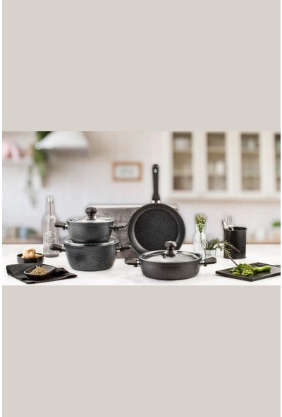 Özlife Özlife 6046 Mayra 7 Parça Granit Set Siyah Özlife Özlife 6046 Mayra 7 Parça Granit Set Siyah