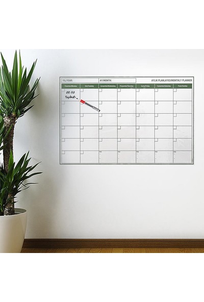 Manyetik Yapışkanlı Bir Aylık Program Planlayıcı Takvim 85X56 cm Manyetik Yapışkanlı Bir Aylık Program Planlayıcı Takvim 85X56 cm