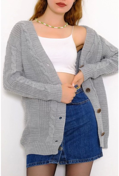 Serçe Shop Düğmeli Hırka Gri - 212.1577.