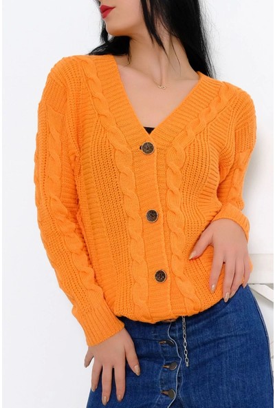 Serçe Shop Düğmeli Hırka Turuncu - 212.1577.