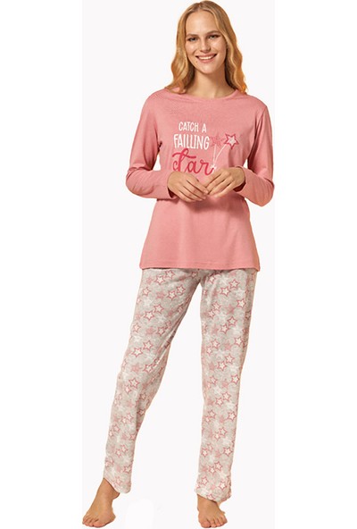 Over Sleep by Poleren Over Sleep 111 Kadın Pamuk Uzun Kol Pijama Takım Over Sleep by Poleren Over Sleep 111 Kadın Pamuk Uzun Kol Pijama Takım