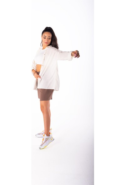 Özlem Durhat Krem Keten Gömlek