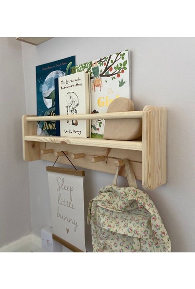 Emta 60 cm Askılık Ahşap Raf Montessori Emta 60 cm Askılık Ahşap Raf Montessori