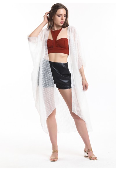 Sense Şifon Plaj Kimono | ELB33597 Ekru Kırinkıl