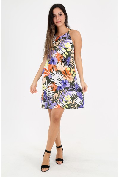 Rubadi Tropikal Desenli Askılı Elbise Rubadi Tropikal Desenli Askılı Elbise