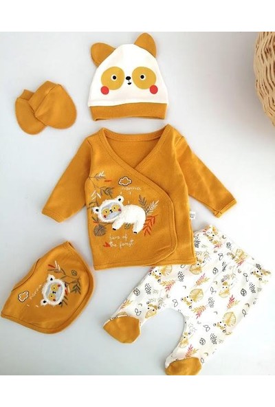 Arya Kids Erkek Bebek Sevimli Rakun Beş Parça Hastane Çıkışı Zıbın Seti Hardal Arya Kids Erkek Bebek Sevimli Rakun Beş Parça Hastane Çıkışı Zıbın Seti Hardal