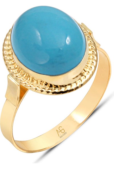 Altın Nostalji Tasarım Firuze Taşlı Yüzük (YZK0029)