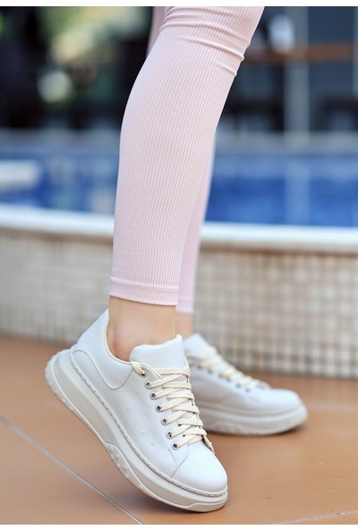 Alfaze Cilt Bağcıklı Spor Ayakkabı Ten Topuk Boyu 4 cm 763521 Alfaze Cilt Bağcıklı Spor Ayakkabı Ten Topuk Boyu 4 cm 763521