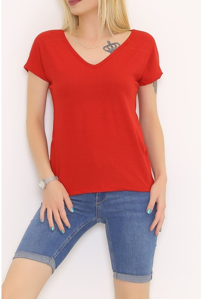 Amara Ön Arka V Yaka Bluz Kırmızı - 2412.555. Amara Ön Arka V Yaka Bluz Kırmızı - 2412.555.