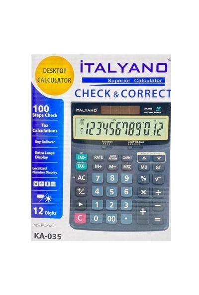 Popvitrin 12 Haneli Orta Boy Hesap Makinası Italyano KA-035 Popvitrin 12 Haneli Orta Boy Hesap Makinası Italyano KA-035