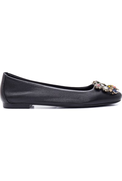 Kadın Deri Taşlı Babet