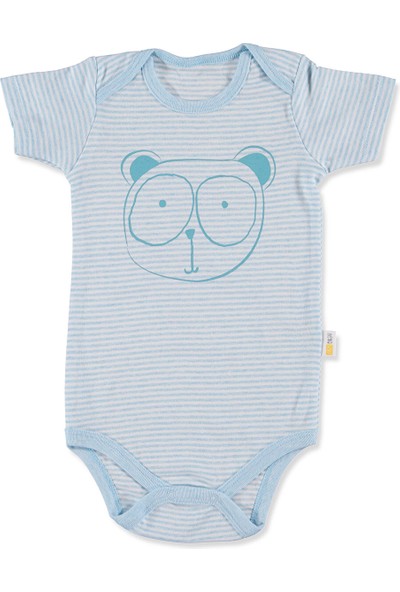 Hello Baby Çizgili Sevimli Hayvan Kısa Kol Body
