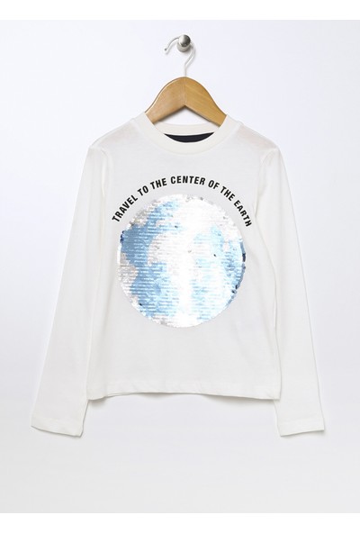 Limon Payetli Ekru Erkek Çocuk T-Shirt Boy B05