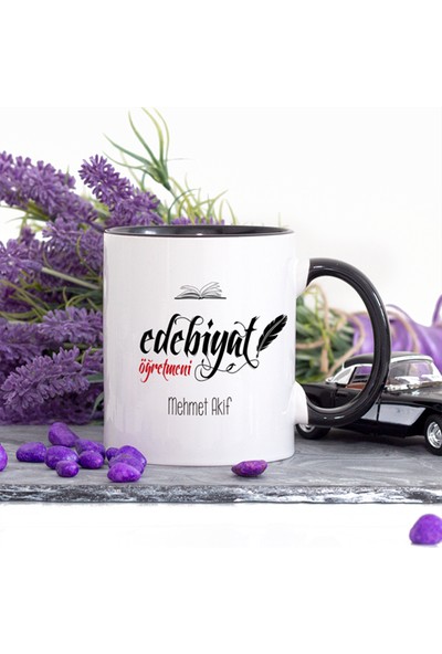 Narnuga Kişiye Özel Edebiyat Öğretmeni Kupa Bardak - Lacivert