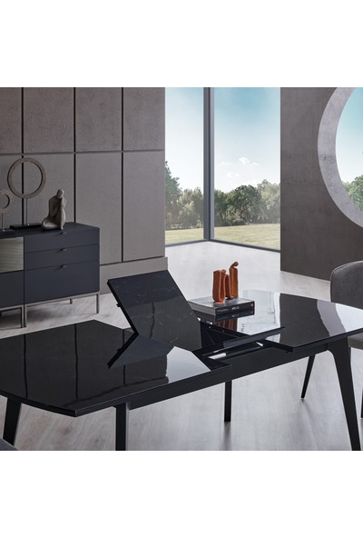 Enza Home Legato Açılır Yemek Masası - Siyah Enza Home Legato Açılır Yemek Masası - Siyah