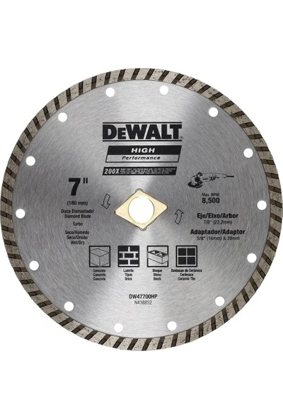 Dewalt 180MM Turbo Elmas Disk DW47700HP Dewalt 180MM Turbo Elmas Disk DW47700HP