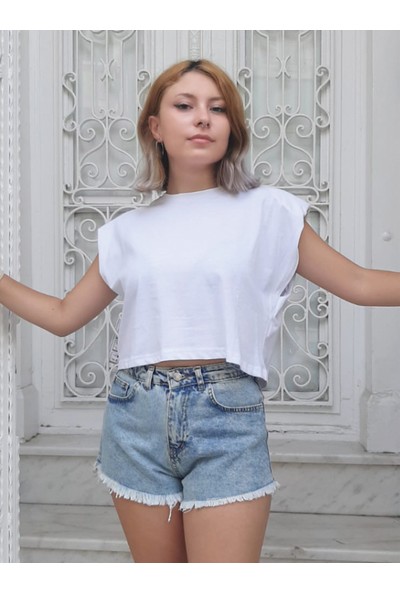 Arasta Pazar Vatkalı Crop Bluz