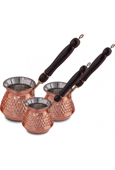 Antep Sepeti Bakır Işlemeli Cezve 3lü Set