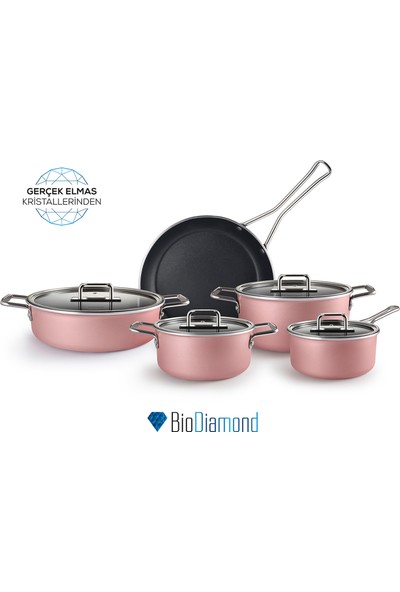 Karaca Mastermaid Biodiamond 9 Parça Tencere Seti Pink Karaca Mastermaid Biodiamond 9 Parça Tencere Seti Pink