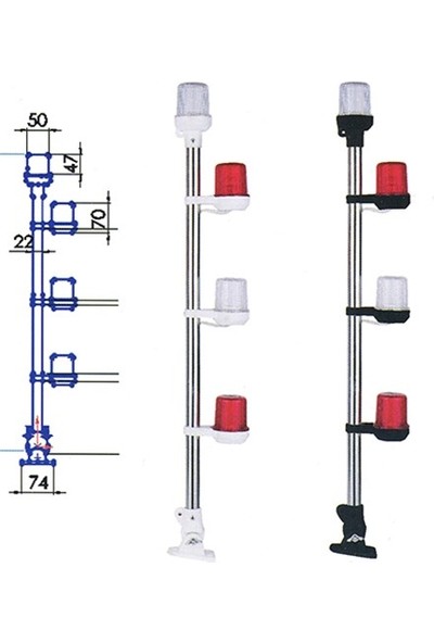 4lü Çıpa Fenerli Arıza Direği 60CM 4lü Çıpa Fenerli Arıza Direği 60CM