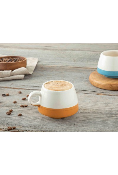Bert Seramik Kupa 175 ml Beyaz - Turuncu Bert Seramik Kupa 175 ml Beyaz - Turuncu