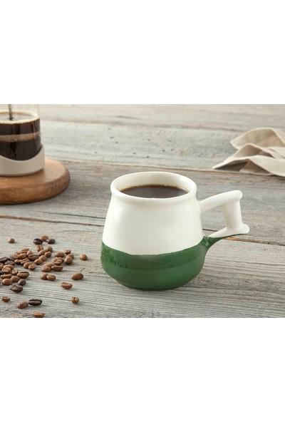 Jadon Seramik Kupa 250 ml Beyaz - Yeşil