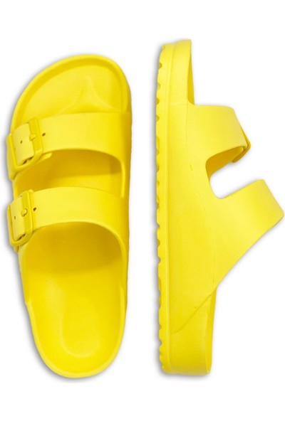 Yooyu Ares Kadın Çift Tokalı Terlik Mısır Sarısı