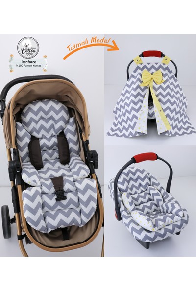 Umaybebek Puset Örtüsü Takımı Bebek Arabası Minderli-Tutmalı