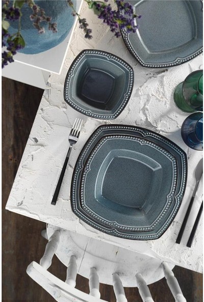 Pearl Dot Line 18 Parça Yemek Seti Mavi Pearl Dot Line 18 Parça Yemek Seti Mavi