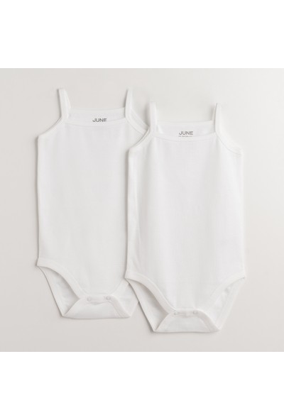 June Bebek Basic Bisiklet Yaka 2'li İp Askılı Body Beyaz June Bebek Basic Bisiklet Yaka 2'li İp Askılı Body Beyaz