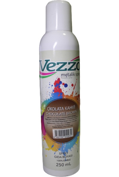 Vezzo Metalik Yenilebilir Sprey Çikolata Kahve 250 ml