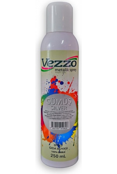 Vezzo Metalik Yenilebilir Sprey Gümüş 250 ml Vezzo Metalik Yenilebilir Sprey Gümüş 250 ml