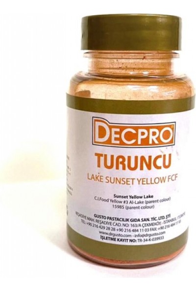 Decpro Yağ Bazlı Toz Çikolata Boyası Turuncu 25 gr